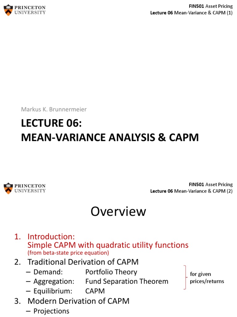 CAPM Derivation and Applications | PDF | Modern Portfolio Theory ...