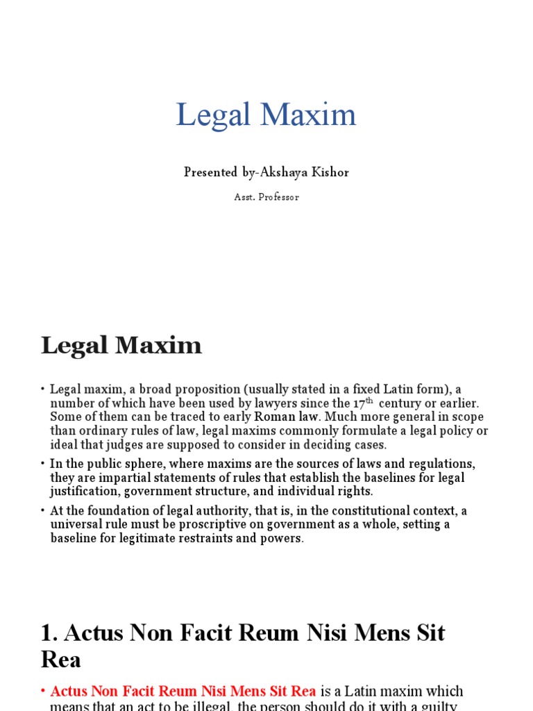 Legal Maxim | PDF | Negligence | Justice