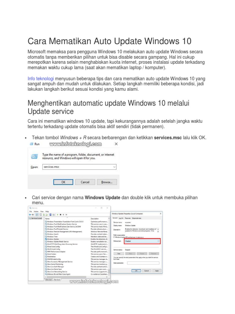 Cara Mematikan Auto Update Windows 10 | PDF