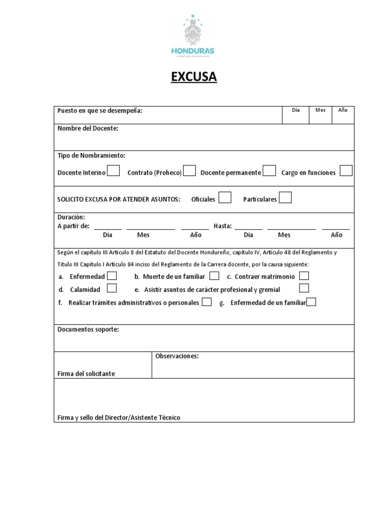 Permisos y Excusas 2022 | PDF