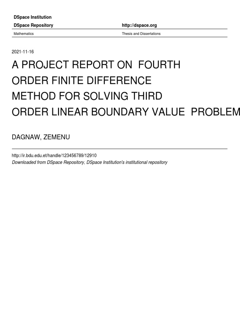 Zemenu Project Report Final (newAD) PDF | PDF | Differential Equations ...