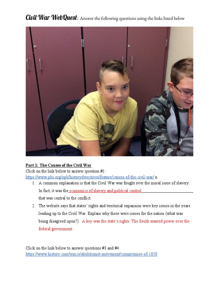 Civil War WebQuest: Causes & Key Events | PDF | Confederate States Of ...