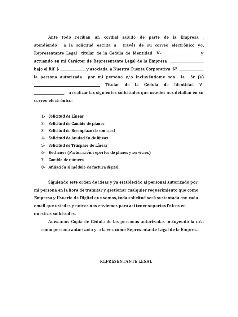 MODELO DE CARTA AUTORIZACIÓN | PDF