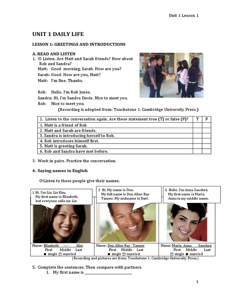 Unit 1 Lesson 1 Introduction | PDF | English Language | Phonetics