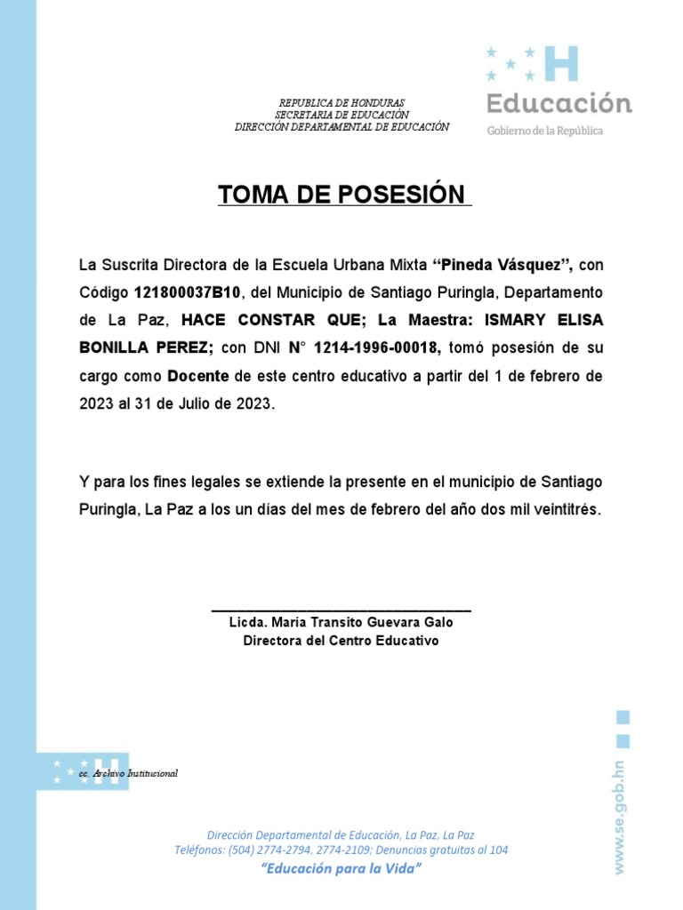 Toma Posesion Ismary | PDF | Relaciones personales, crianza y ...
