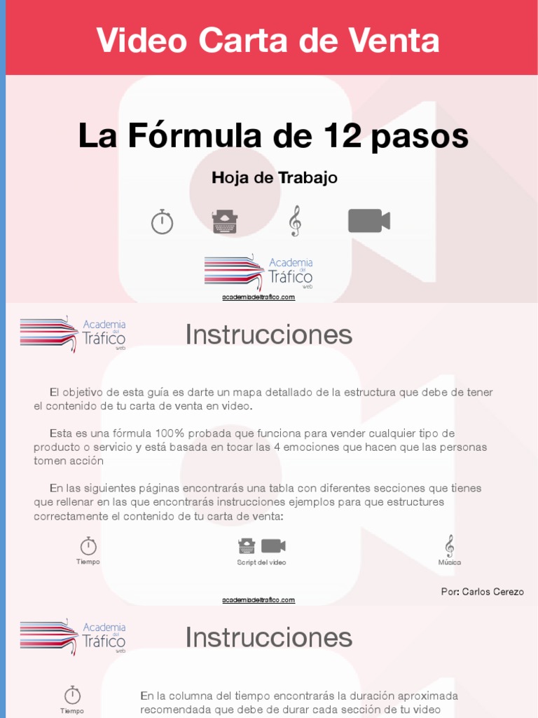 Carta de Venta en Video - Hoja de Trabajo - Carta de Venta en Video | Descargar gratis PDF ...