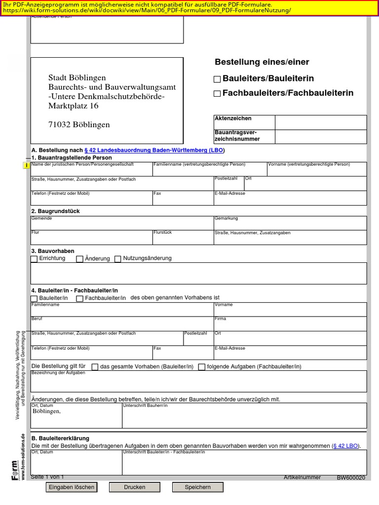 102 01 Bauleitererklärung | PDF