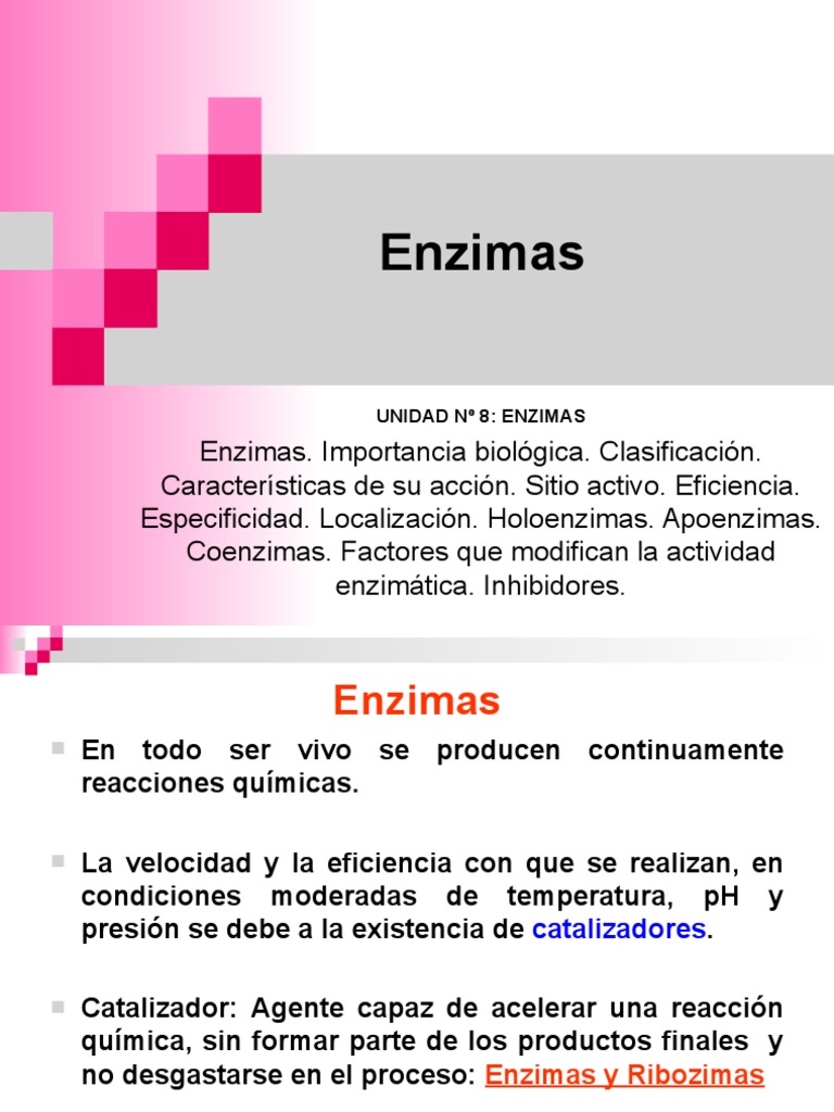 ENZIMAS | PDF | Enzima | Inhibidor de la enzima