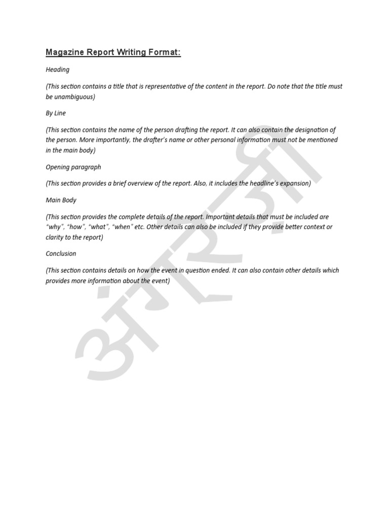 Report Writing Format ISC | PDF