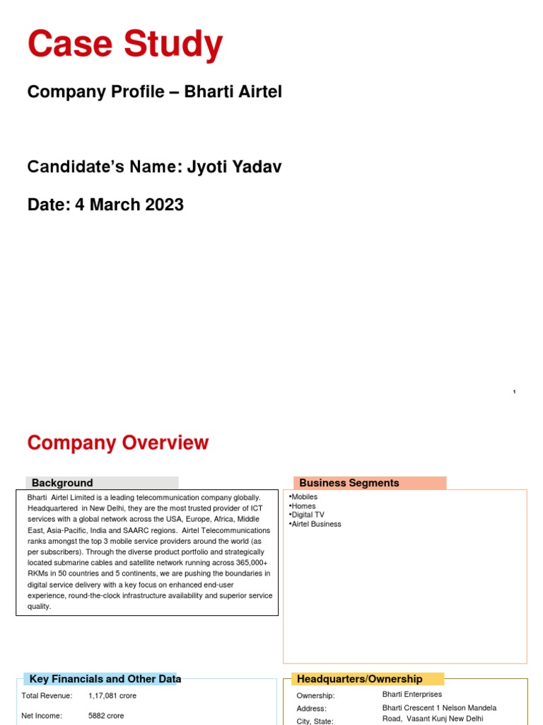 Jyoti Case Study Airtel Final | PDF | Telecommunications | Information And Communications Technology