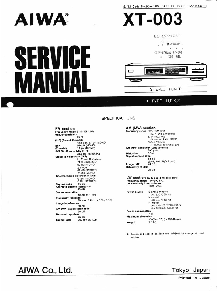 Aiwa XT-003-Service-Manual | PDF