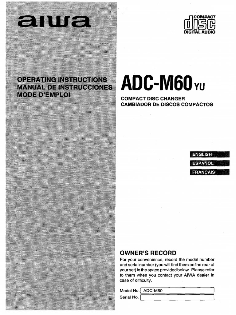 Aiwa ADC M60 Owners Manual | PDF