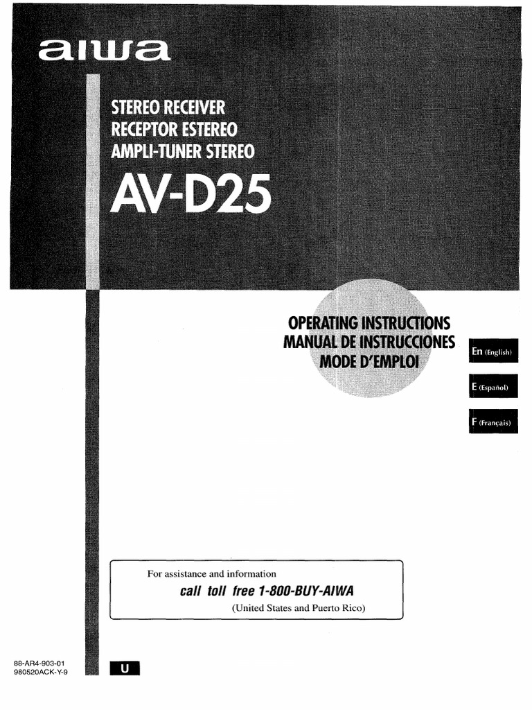 Aiwa AV D25 Owners Manual | PDF