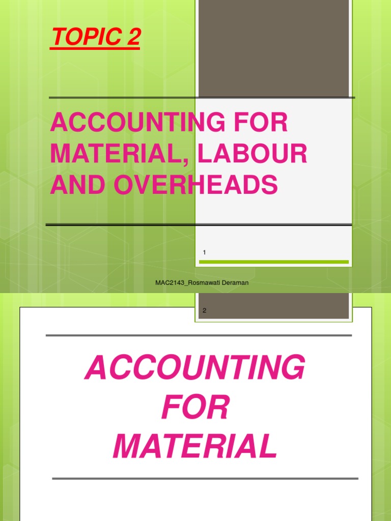 Accounting for Materials, Labour, and Overheads | PDF | Piece Work | Employment