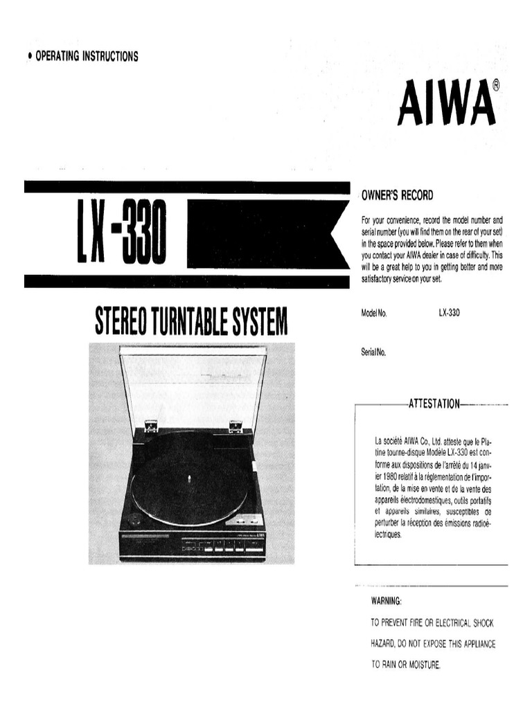 Aiwa LX 330 Owners Manual | PDF