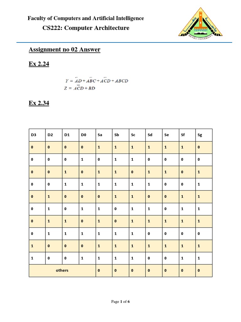 Assignment No 02 Answer - Computer Architecture | PDF | Technology ...
