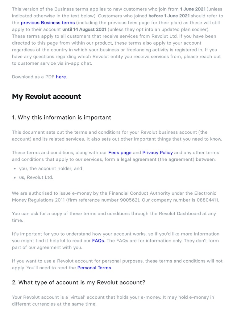 Revolut LTD Business Terms 0.2.0 1658251077 en PDF | PDF | Payments | Money
