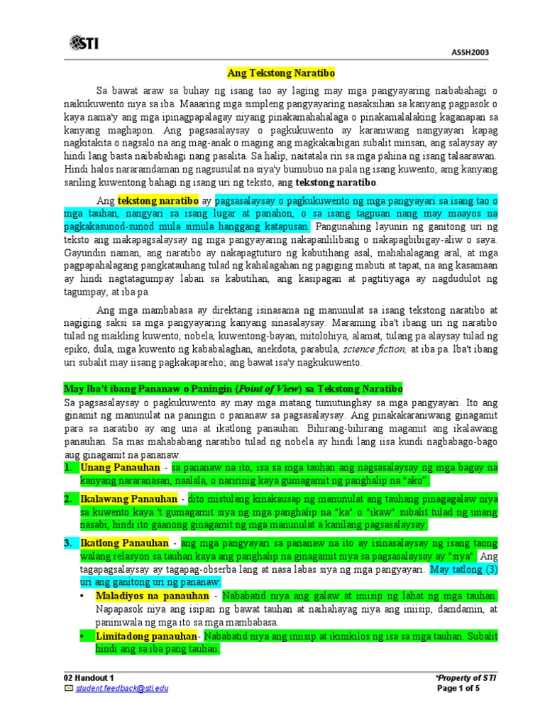 02 Handout Pagbasa | PDF