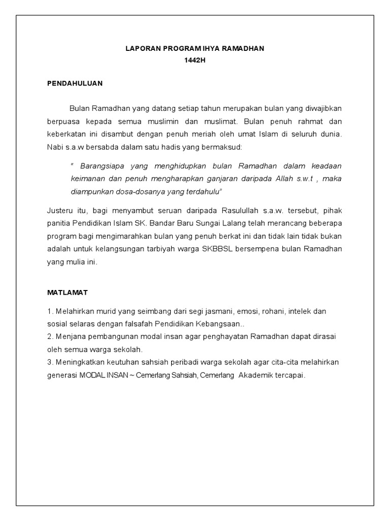 Laporan Ringkas Ihya Keselruhan | PDF | Karier & Perkembangan
