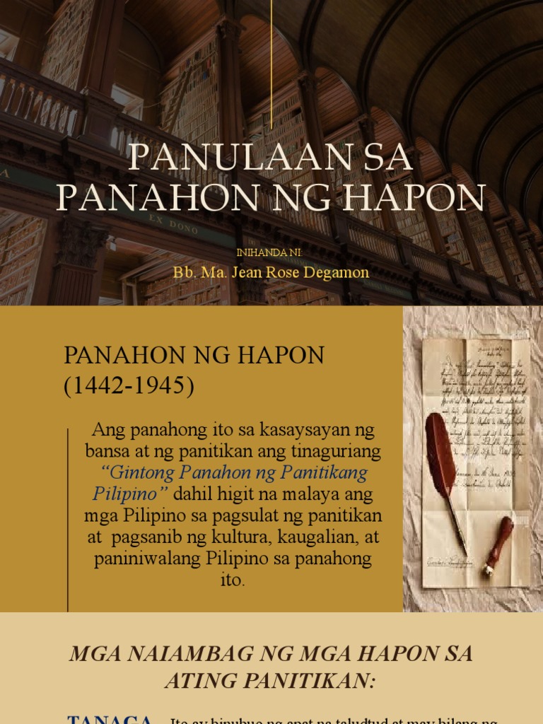Panulaan Sa Panahon NG Hapon | PDF