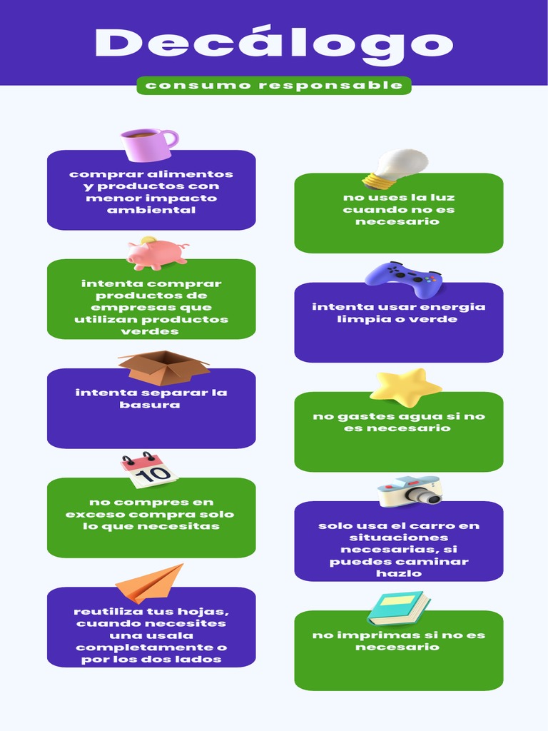 Infografía Decálogo Con Íconos en 3D Fondo Morado Elementos Multicolor ...