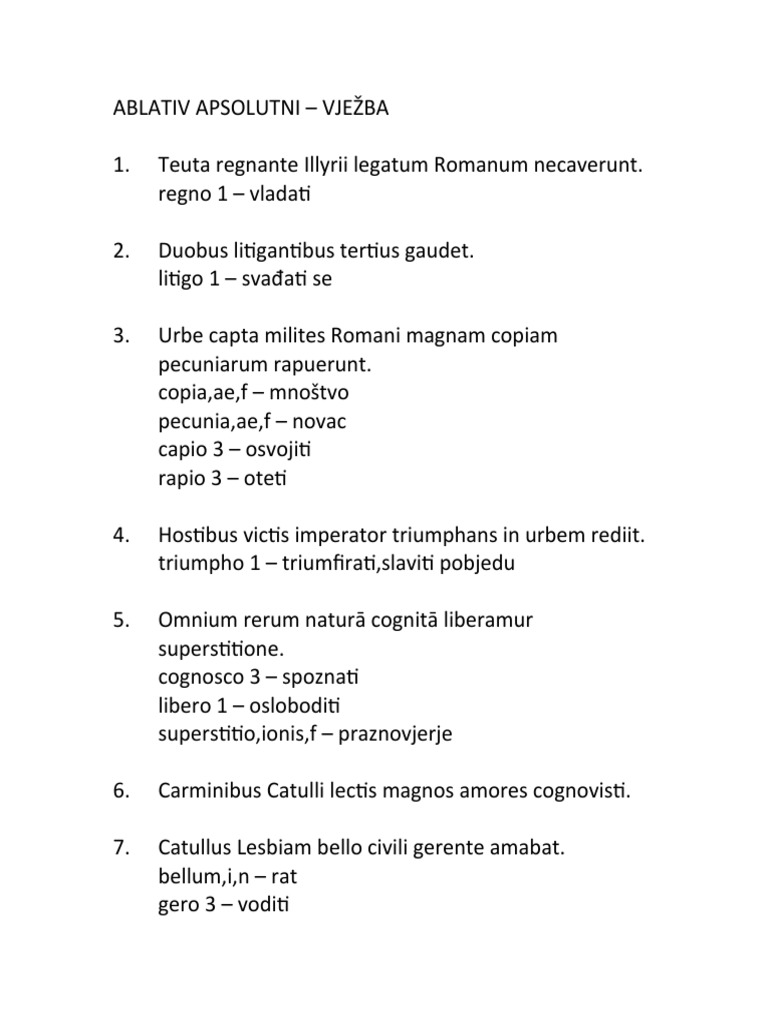 ABLATIV APSOLUTNI Vjezba | PDF