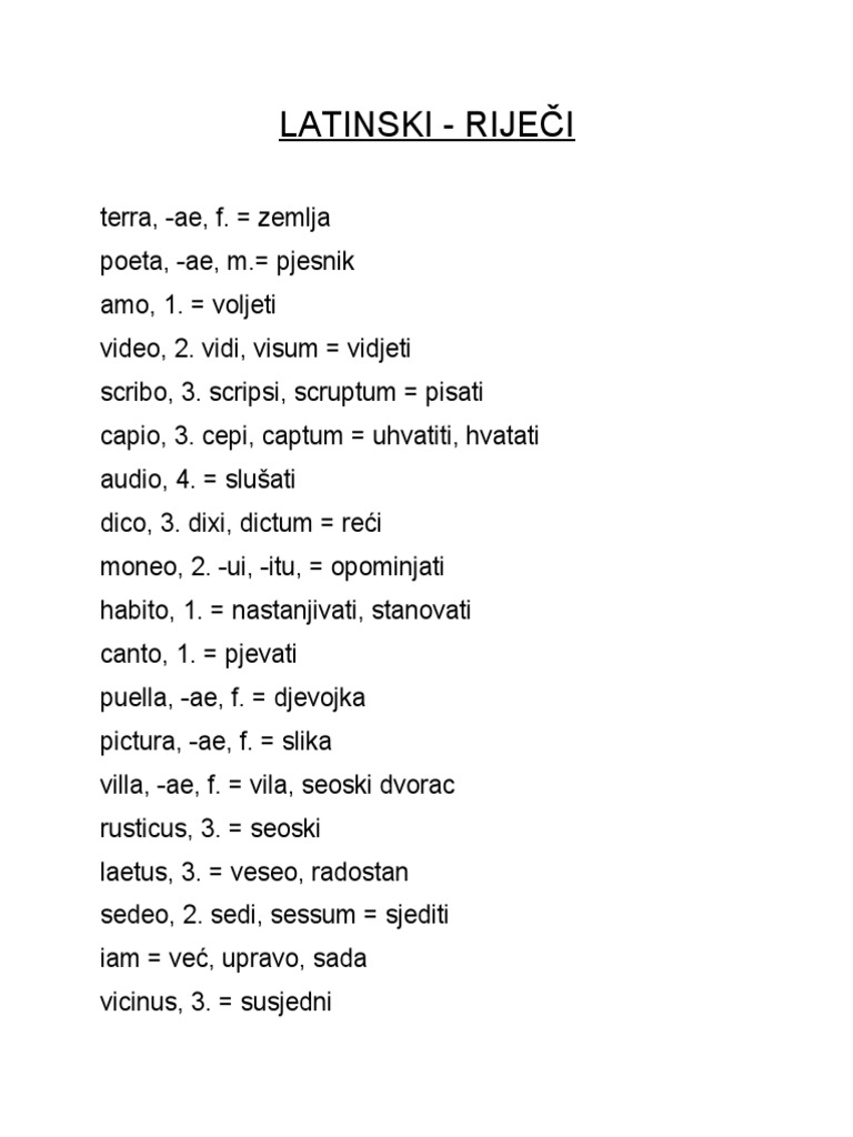 Latinski Rijeci | PDF