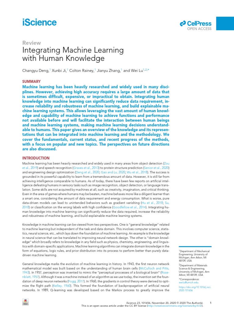 Integrating Machine Learning With Human Knowledge | PDF | Machine Learning | Deep Learning