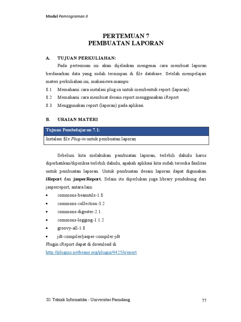 Pertemuan 7 Pemrograman 2 Penggunaan Laporan PDF | PDF