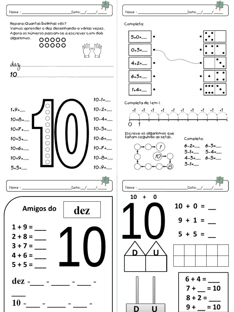 Números de 10 Até 99 (Fichas de Trabalho) | PDF