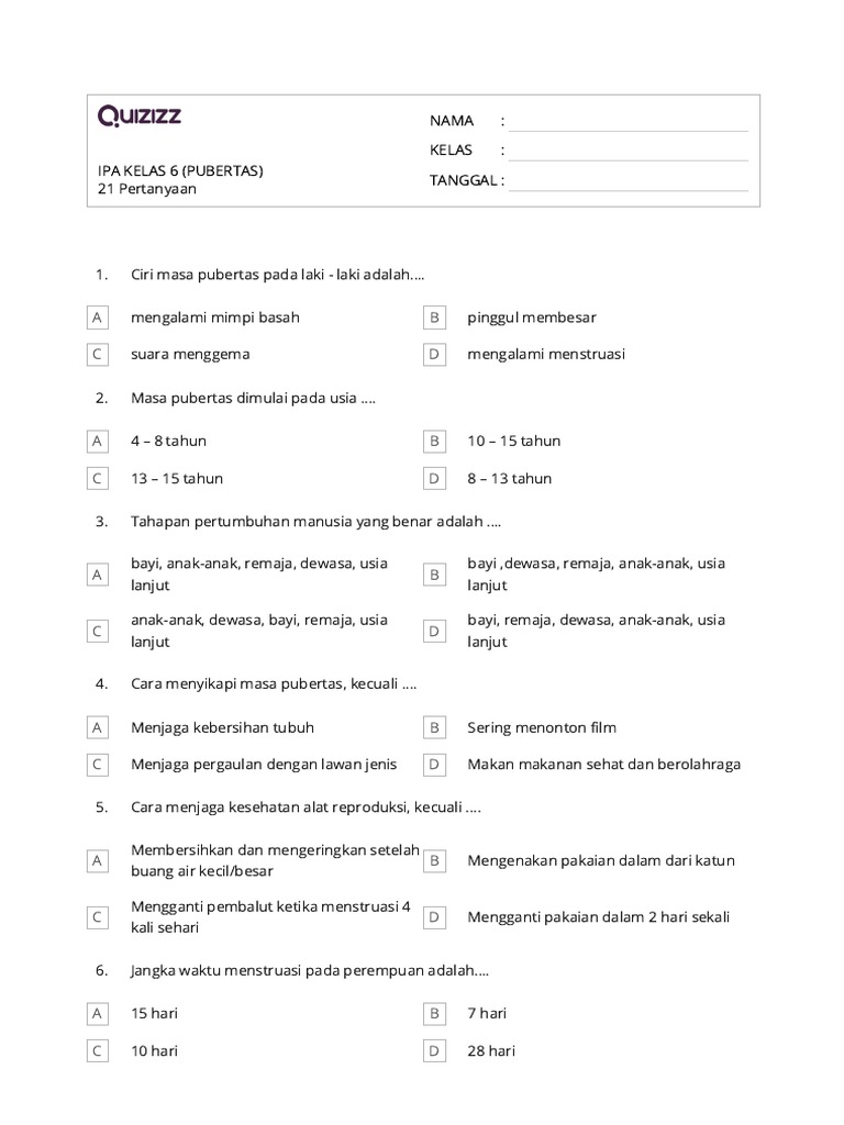 IPA KELAS 6 (PUBERTAS) | PDF