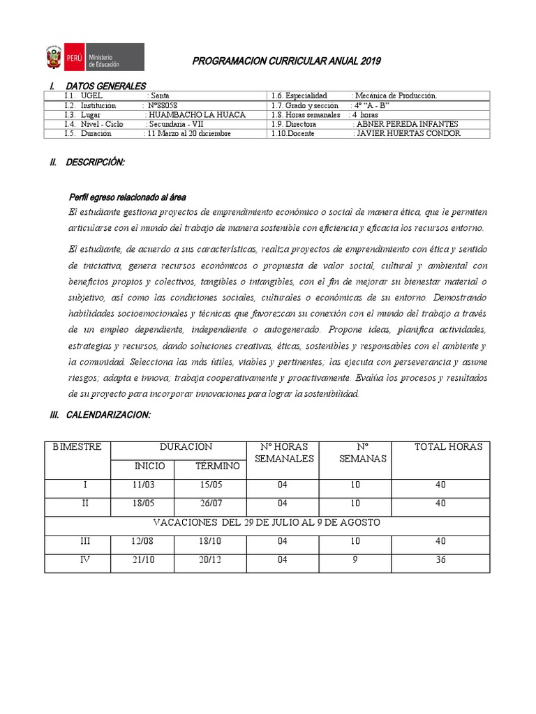 PROGARAMACION CARPINTERIA 4° | PDF | Aprendizaje | Iniciativa empresarial