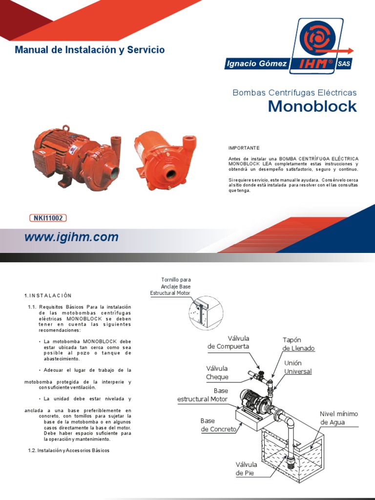 Manual Bombas Monoblock PDF | PDF | Bomba | Agua