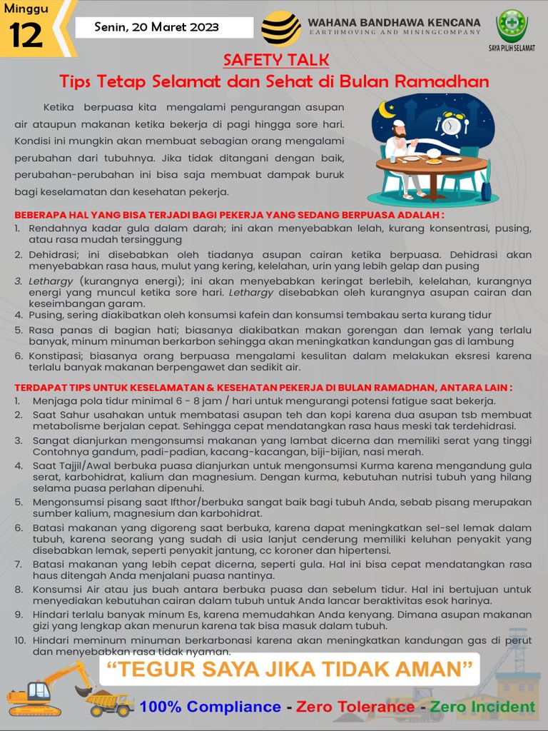 Materi Safety Talk 12 Tahun 2023 - Tips Tetap Selamat Dan Sehat Di ...