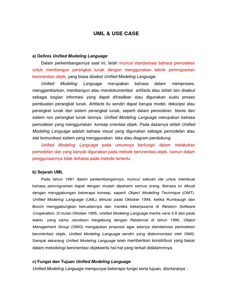 Perancangan UML dan Use Case Diagram | PDF