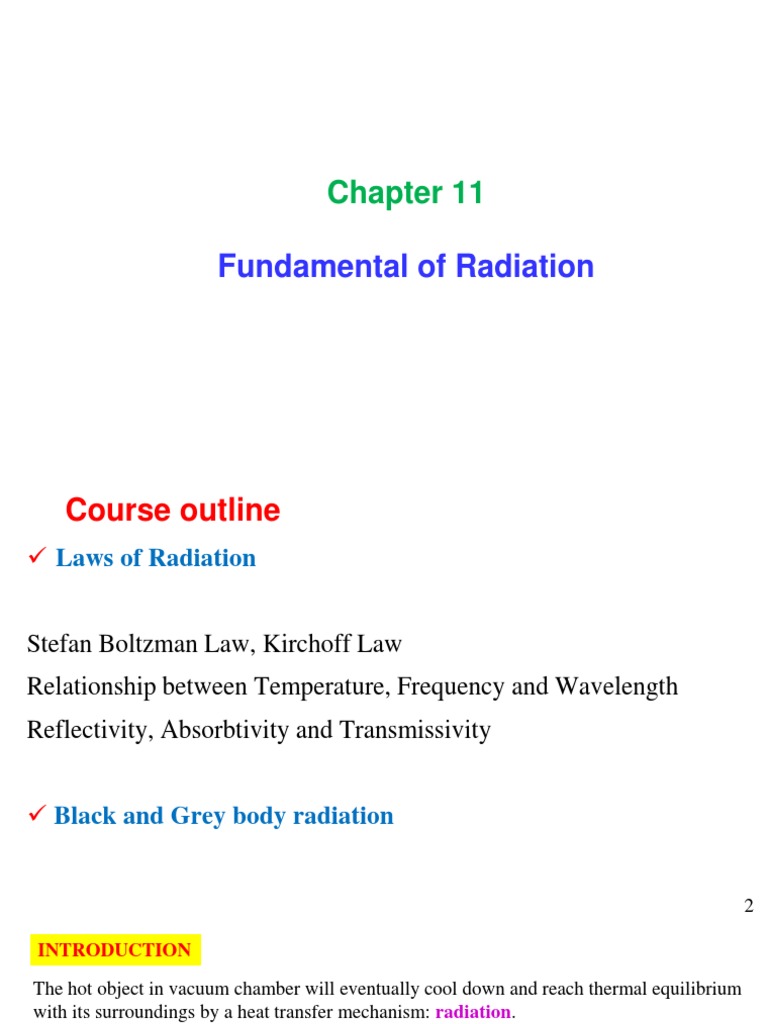 Chapter 11. Fundamental of Radiation | PDF | Electromagnetic Radiation | Emission Spectrum