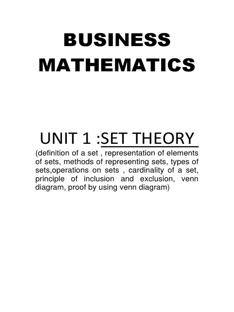 UNIT 1 Sets | PDF | Set (Mathematics) | Numbers