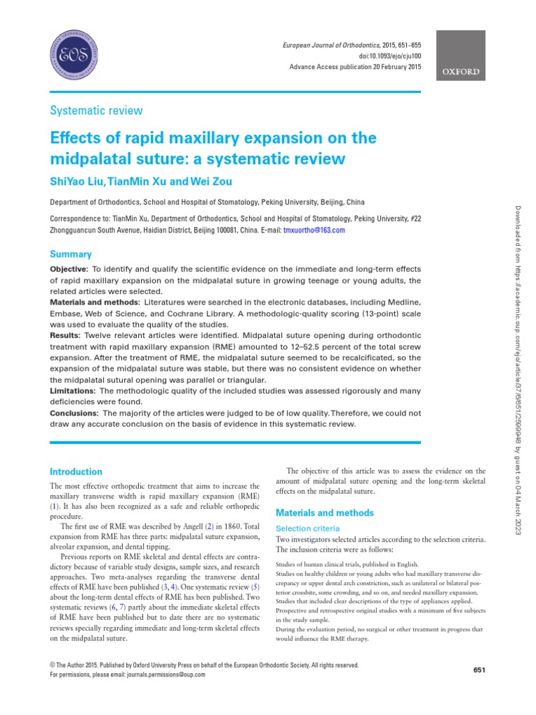 Effects of Rapid Maxillary Expansion On The Midpalatal Suture A ...