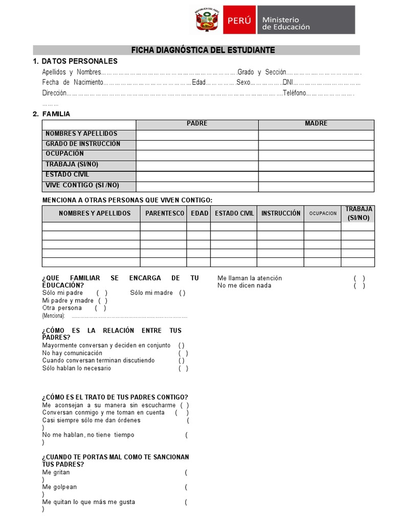 Ficha Diagnostica Del Estudiante | PDF