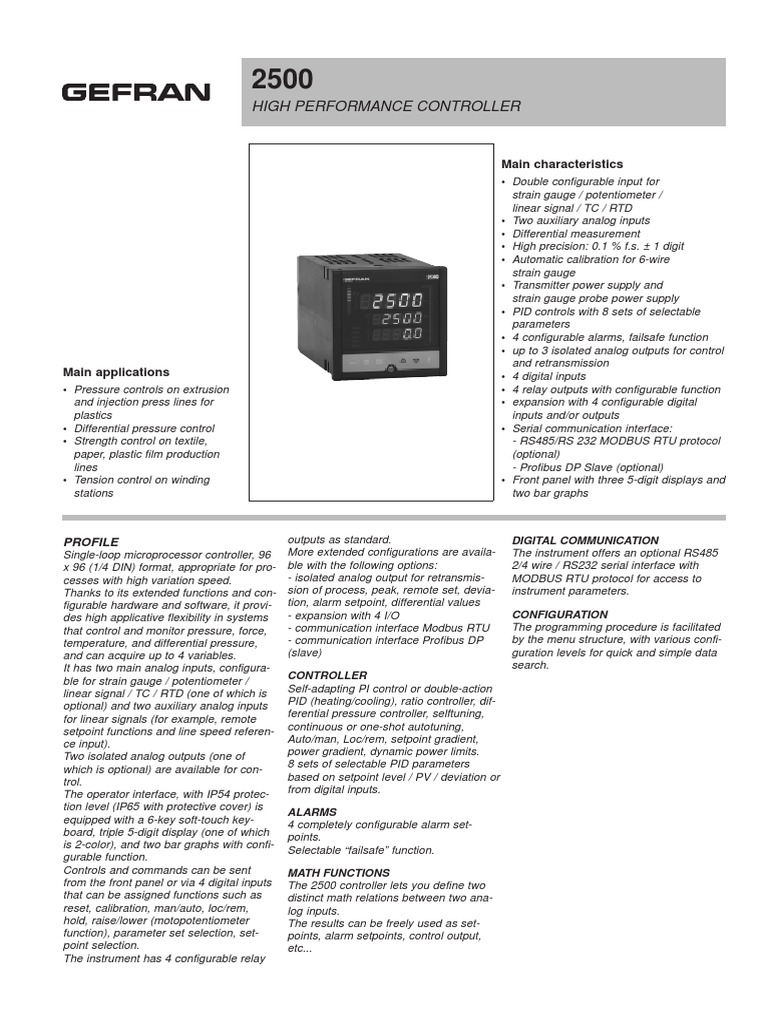 Gefran 2500 Series PDF | PDF | Power Supply | Thermocouple