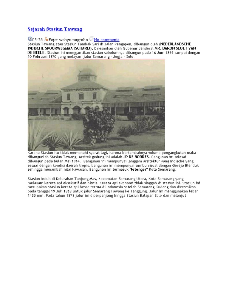 Sejarah Stasiun Tawang | PDF | Perjalanan | Seni