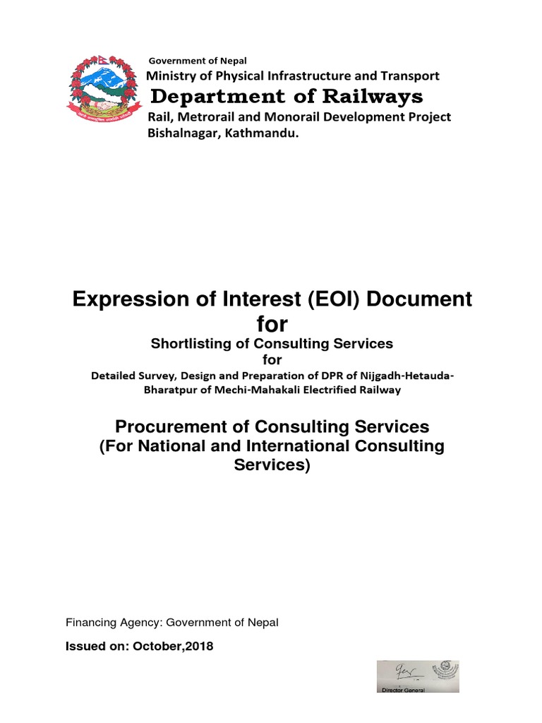 Railway Final EOI Document Nijgadh Bharatpur (1) 1584338618 | PDF | Geology | Geotechnical ...