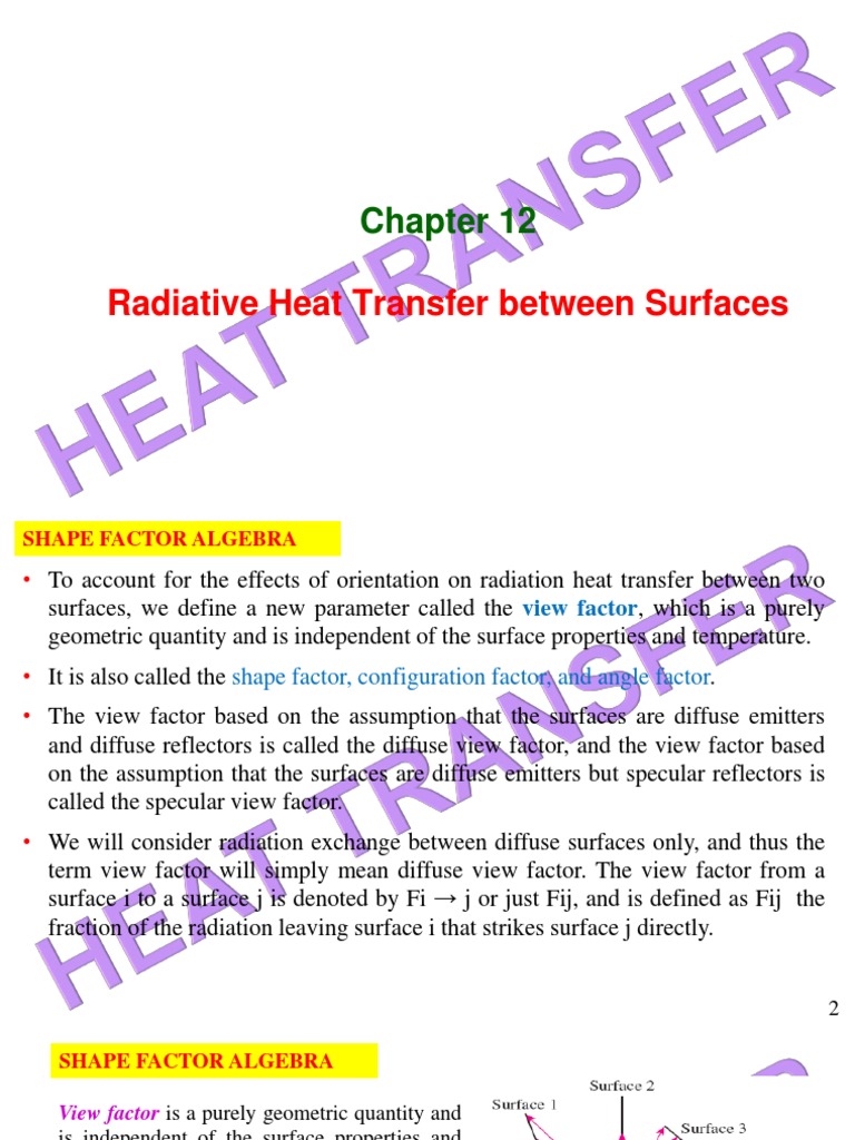 Chapter 12. Radiative Heat Transfer Between Surfaces PDF | PDF | Heat ...
