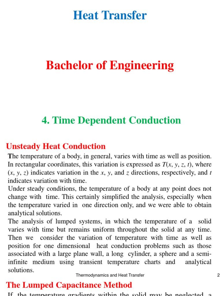 Time Dependent Conduction | PDF | Heat Transfer | Heat