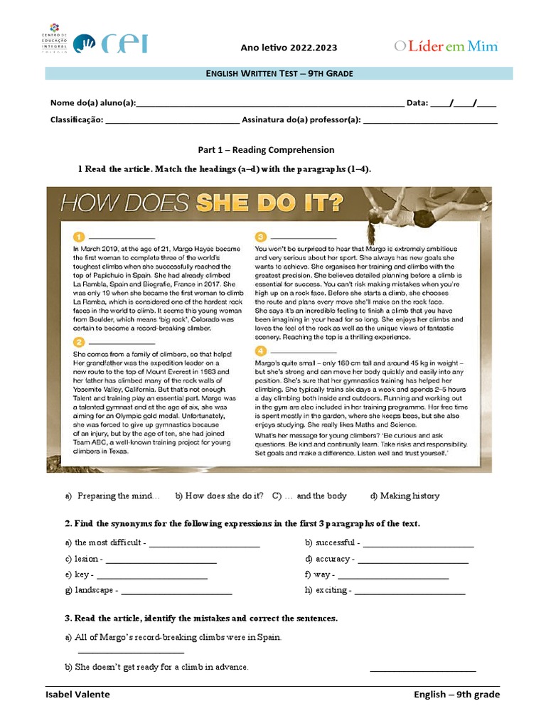 English Written Test 2nd | PDF | Mount Everest