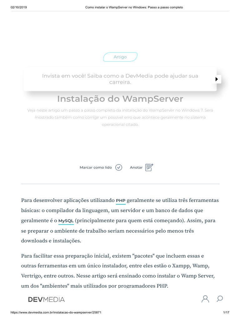 Instale o WampServer em Windows | PDF | Php | Microsoft Windows