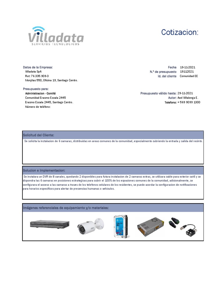 Cotizacion COMUNIDAD ERASMO ESCALA V1.0 - P19112021 | PDF | Bancario