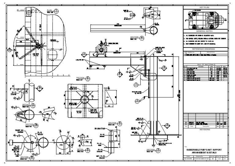 Rev.B Submersible Pump Davit Support - Arrangement & Details | PDF