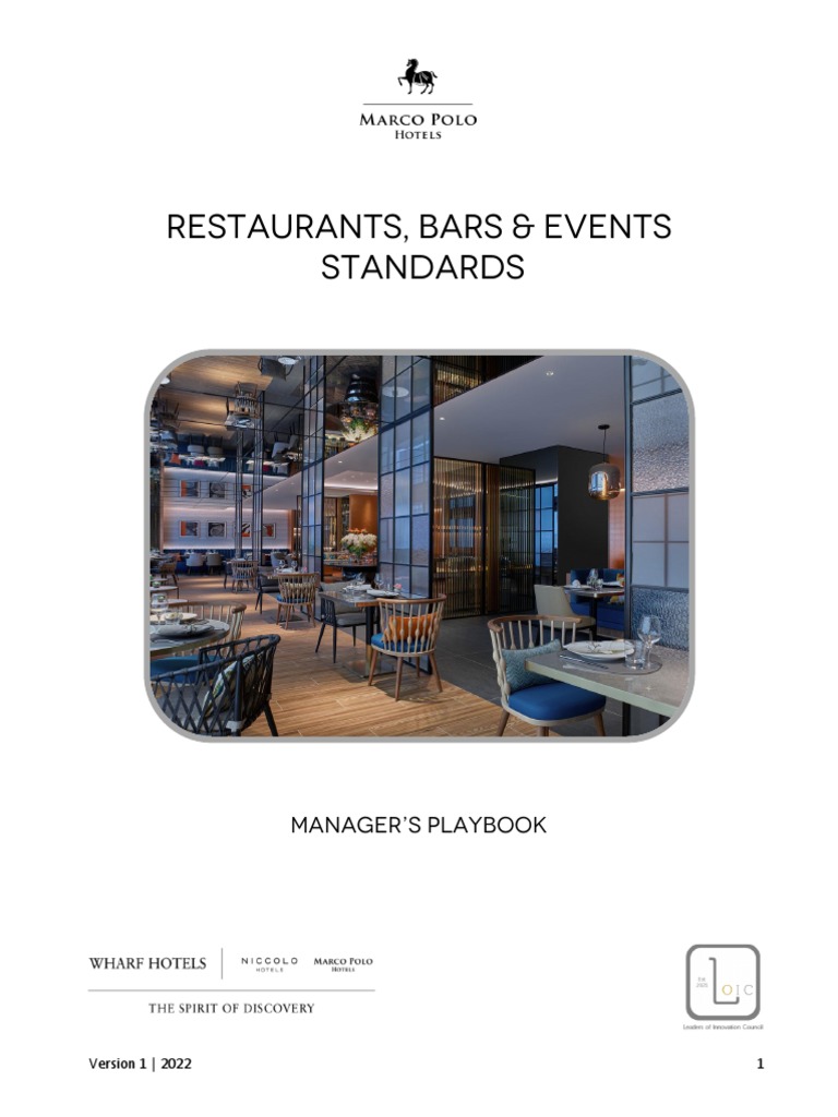 MPH Restaurant Bar Events Standards. Training Manual 2022 | PDF ...