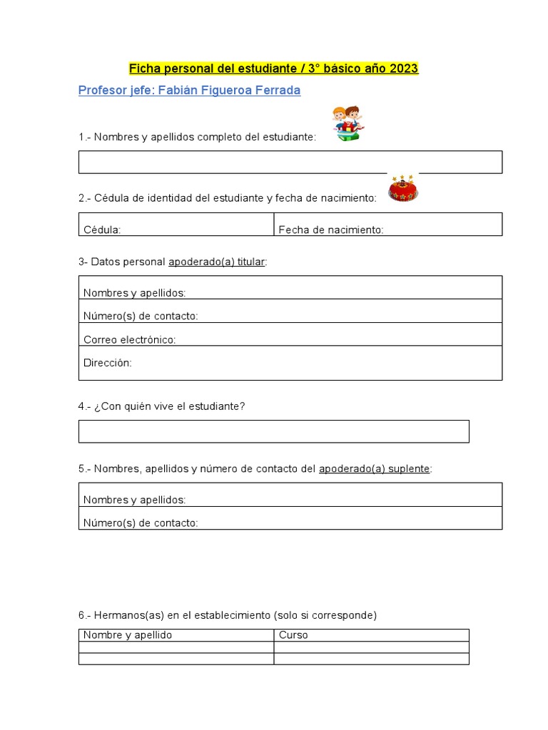 Ficha Del Estudiante 3 | PDF | Deportes y actividades al aire libre